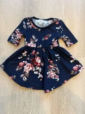 Bailey’S Blossoms | Dresses | Navy Floral Twirl Dress For Kids | Poshmark